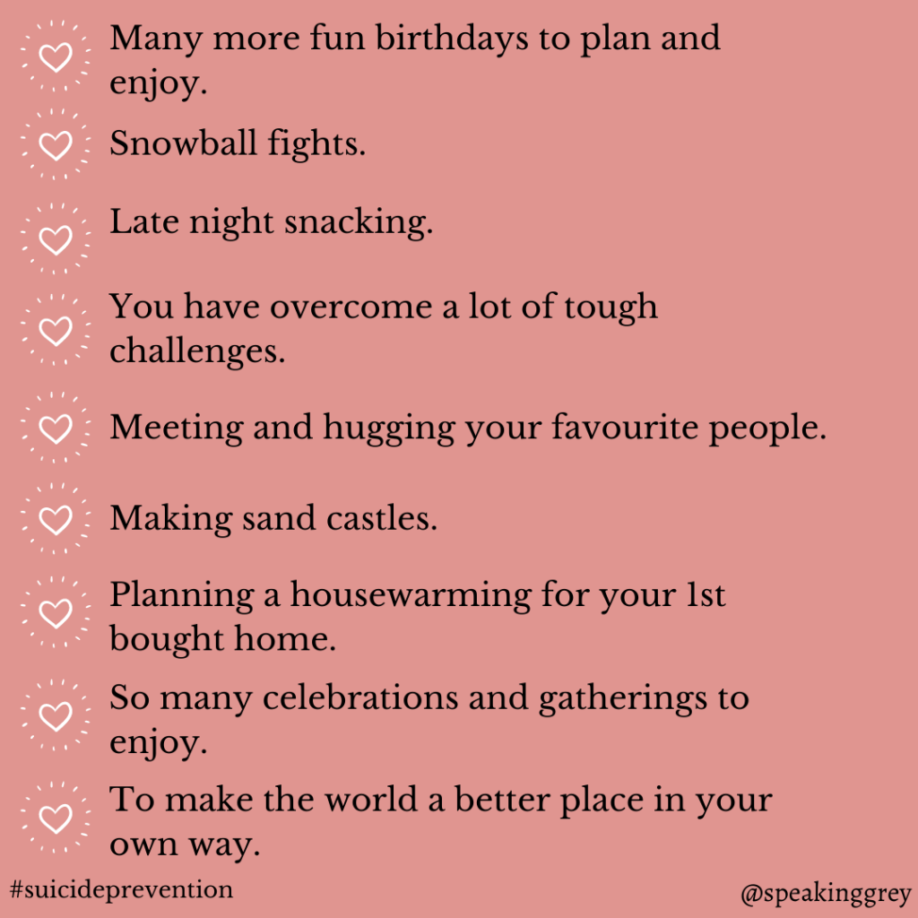 Reasons to Stay Alive – Speaking Grey